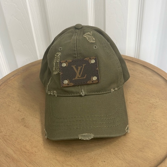 Louis Vuitton | Accessories | Vintage Upcycled Lv Baseball Hat Army ...